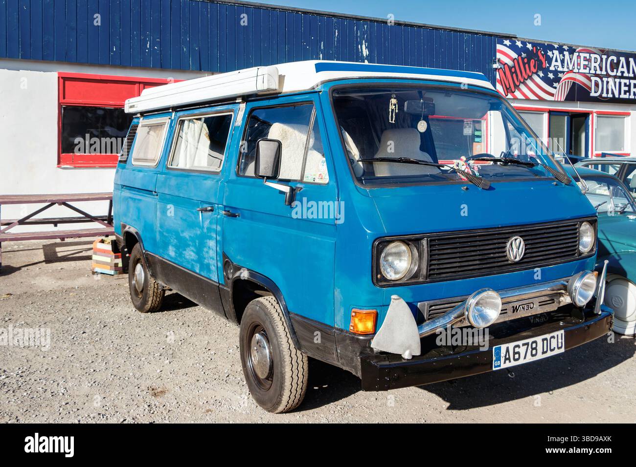 vintage blue classic VW Volkswagen Transporter T3 camper van Stock ...
