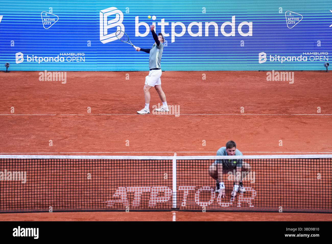 HAMBURG, GERMANY - MAY 23: Harri Heliovaara of Finland serves in his ...