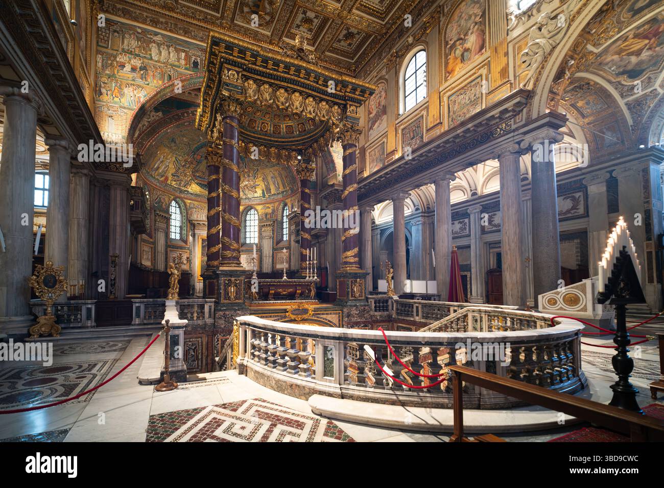 The altar of the baroque church of Santa Maria Maggiore in Rome, Italy ...