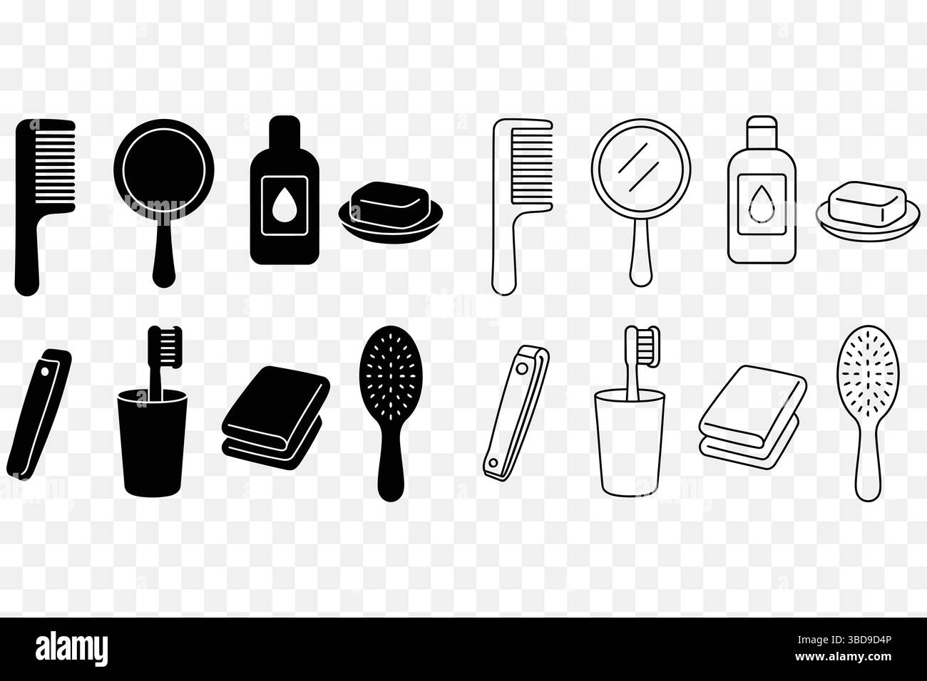 Personal Hygiene Icon Pack – Black Silhouette & Outline Style Bathroom ...