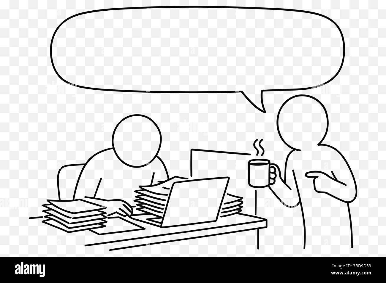 Funny Comic of Overworked Employee and Chill Coworker with Coffee ...