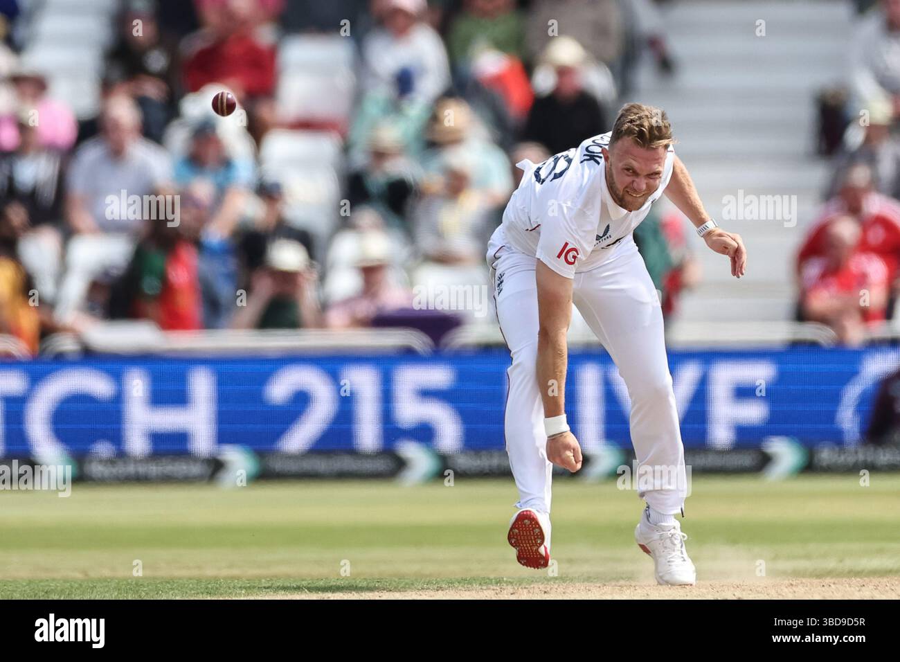 Nottingham, UK. 23rd May, 2025. Sam Cook of England delivers the ball ...