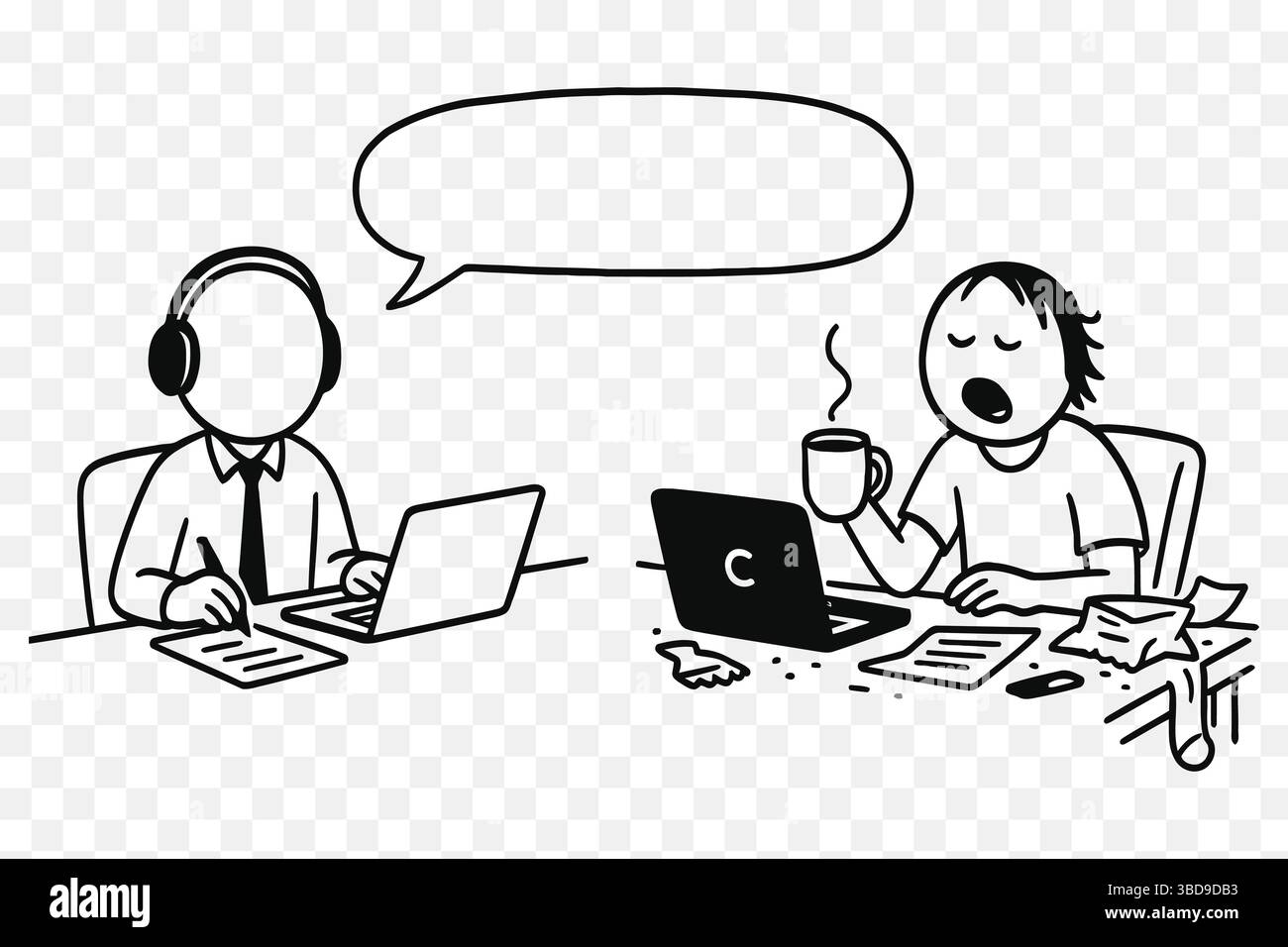 Editable Comic of Focused vs Sleepy Remote Worker – Funny Work-From ...