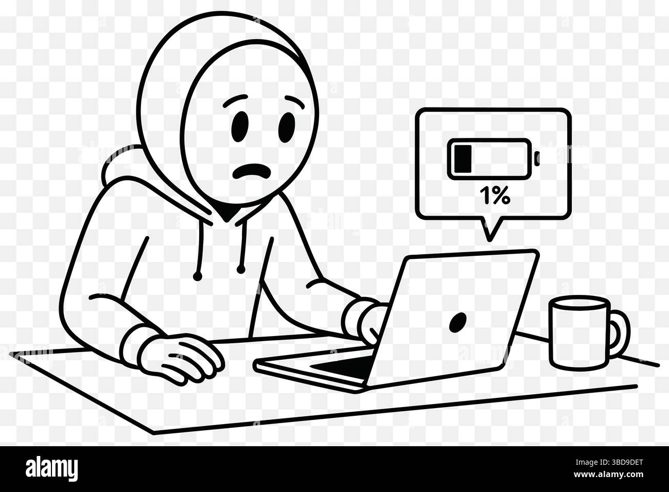 Burnout Illustration – Low Battery Freelancer Comic – Minimalist Hoodie ...