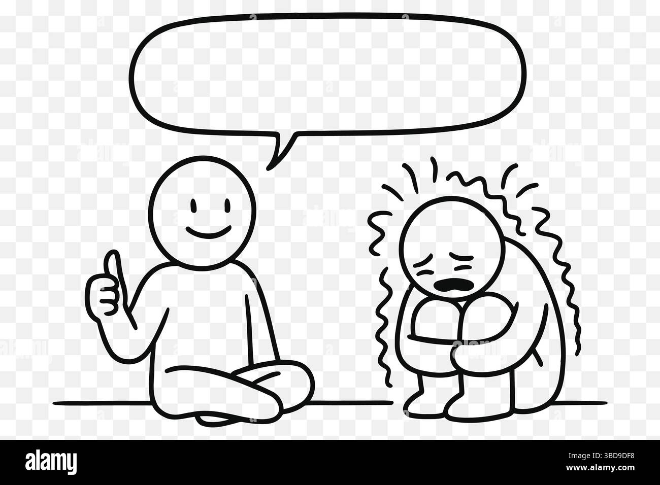 Comic Illustration of Comforting a Stressed Character – Editable Doodle ...
