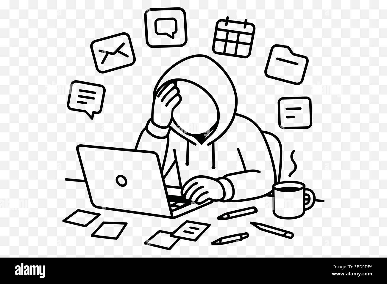 Overwhelmed anxiety Black and White Stock Photos & Images - Alamy