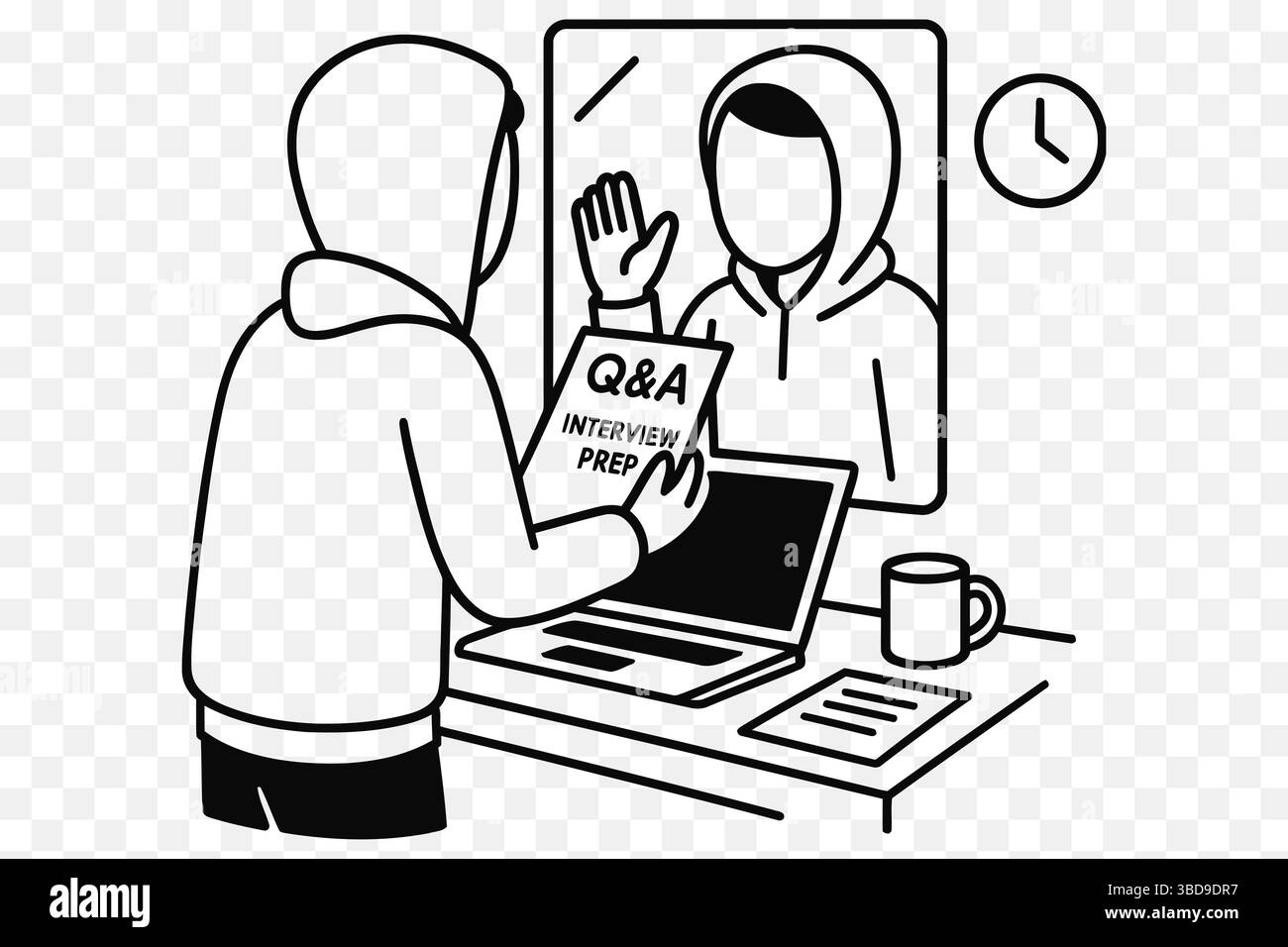 Mock Interview Practice Illustration – Minimalist Self-Prep Vector ...