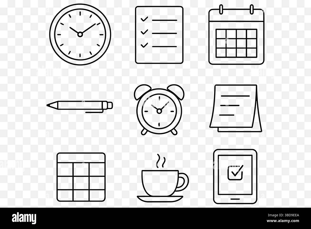 Minimalist Productivity Icons – Time Management & Planning Line Art Set ...
