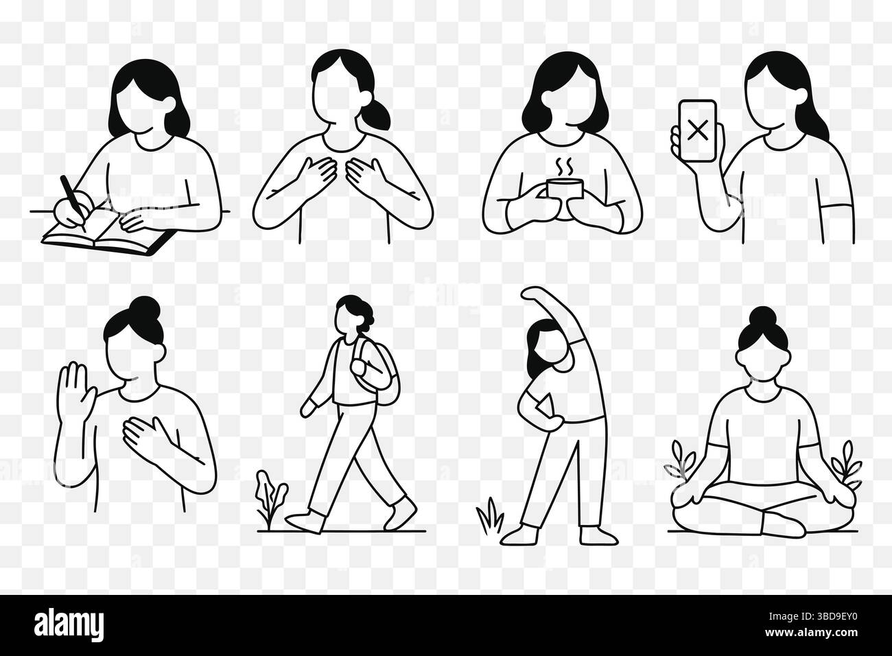 Mindful healthy woman practicing Black and White Stock Photos & Images ...