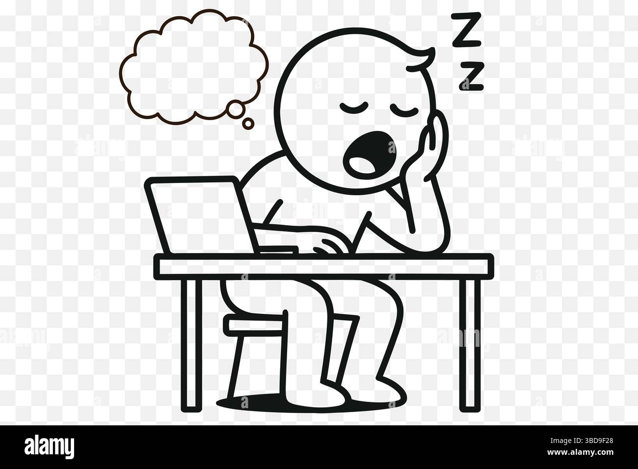 Stressed Cartoon Character Working on Laptop with Deadline Pressure ...