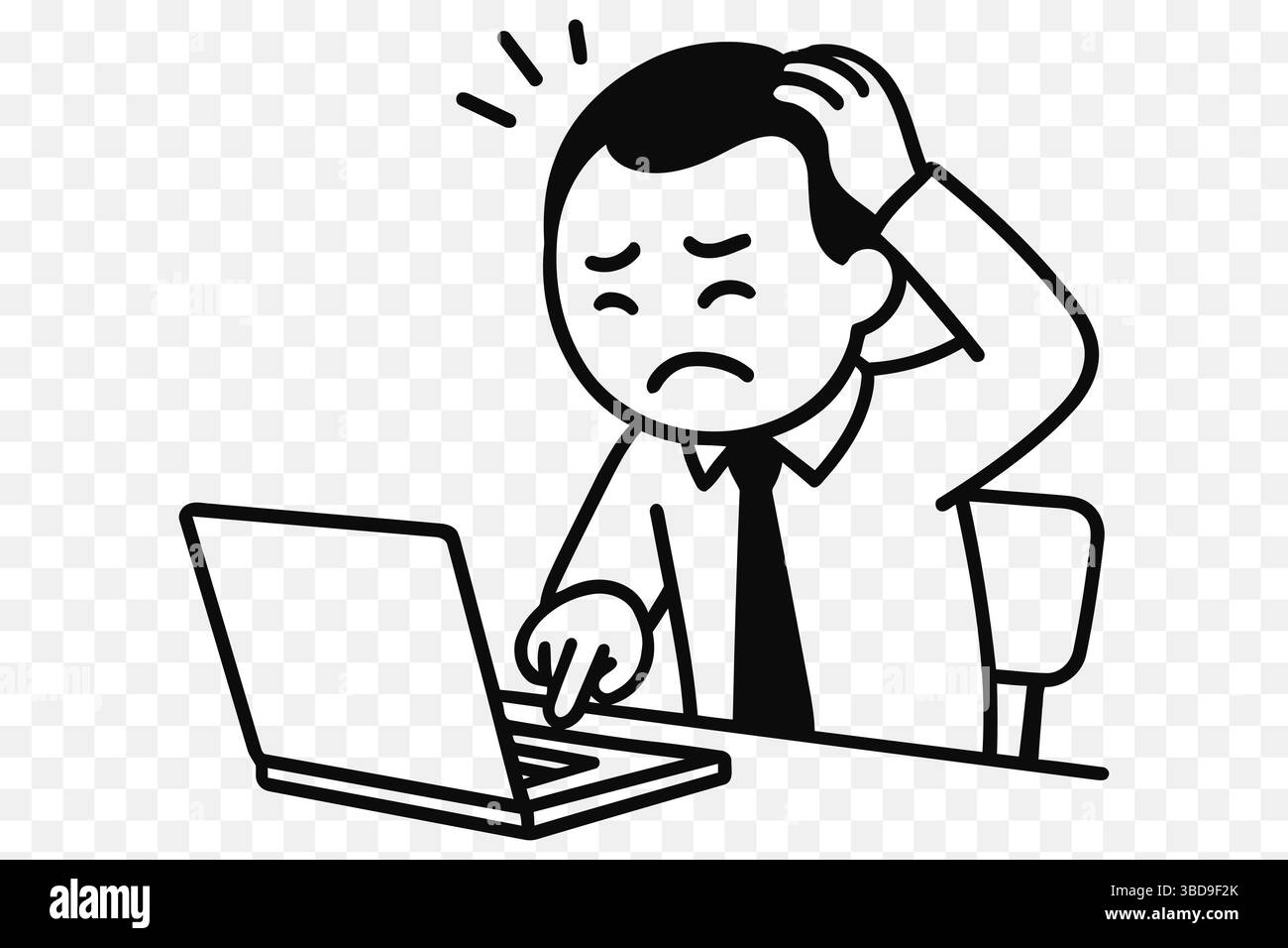 Stressed Office Worker Cartoon – Laptop Error or Deadline Frustration ...