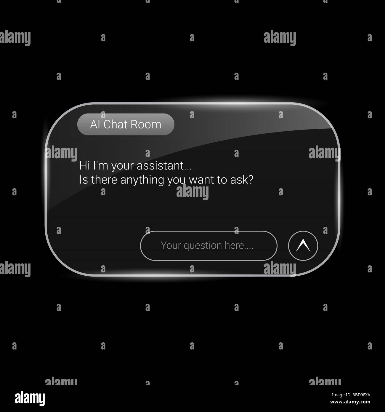 Modern transparent user interface featuring a glossy chatroom with an AI assistant Stock Vector ...