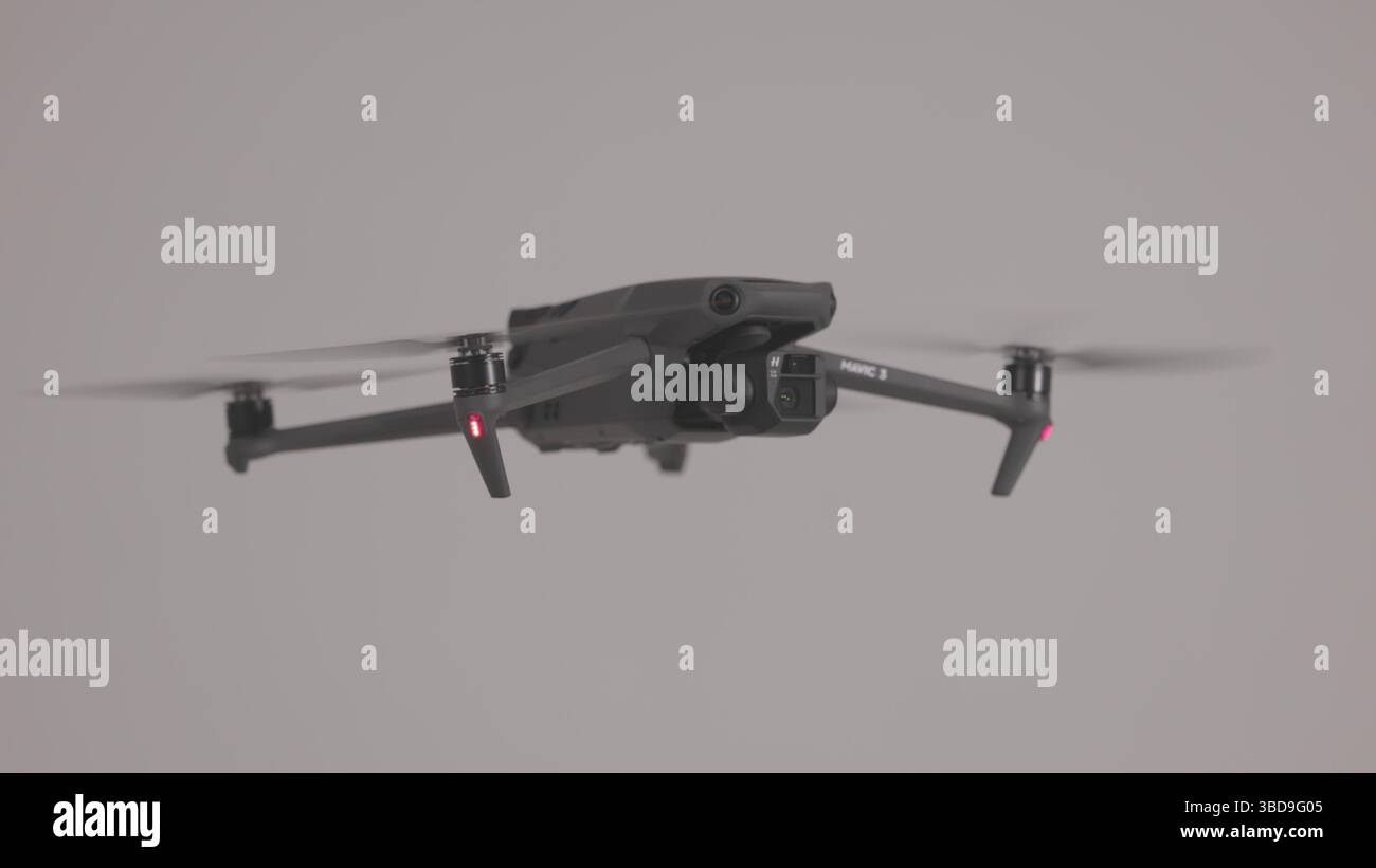 DJI Mavic 3 - Flying on white background. Most popular drones. Copter ...