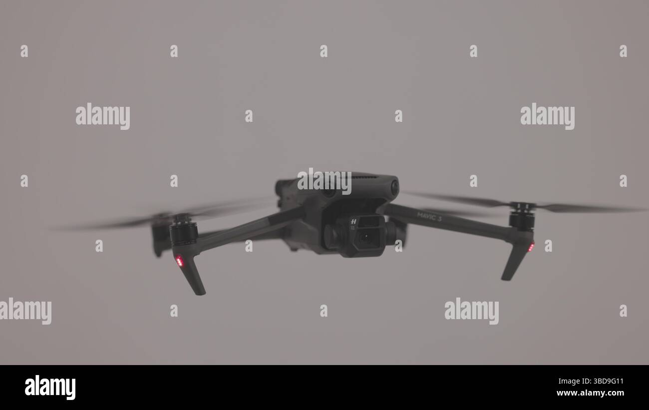DJI Mavic 3 - Flying on white background. Most popular drones. Copter ...