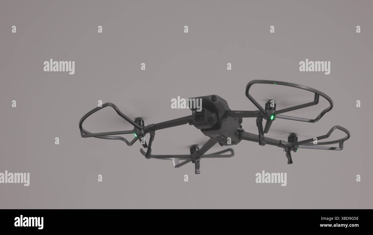 DJI Mavic 3 - Flying on white background. Most popular drones. Copter ...