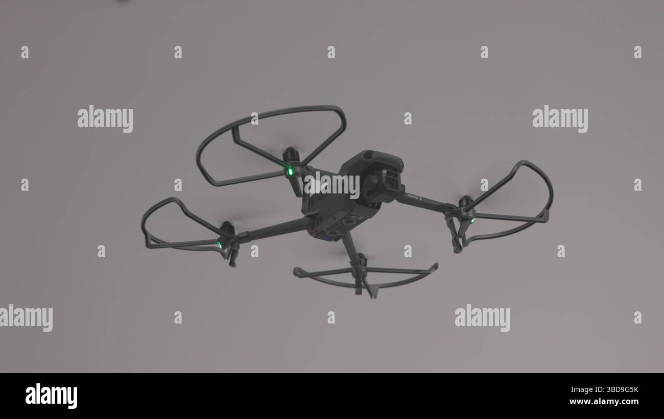 DJI Mavic 3 - Flying on white background. Most popular drones. Copter ...