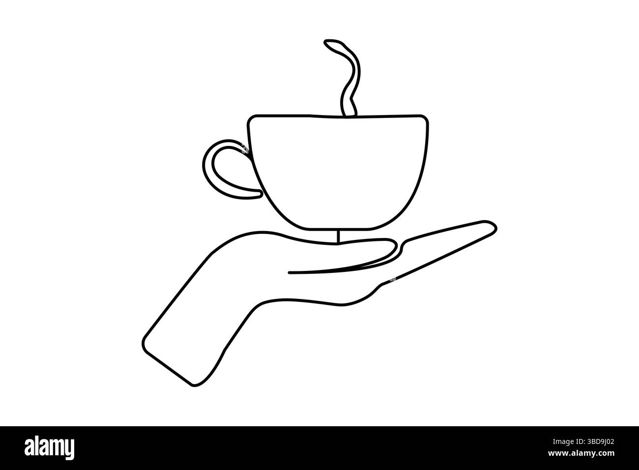 Coffee cup continuous single line art drawing with breakfast coffee ...