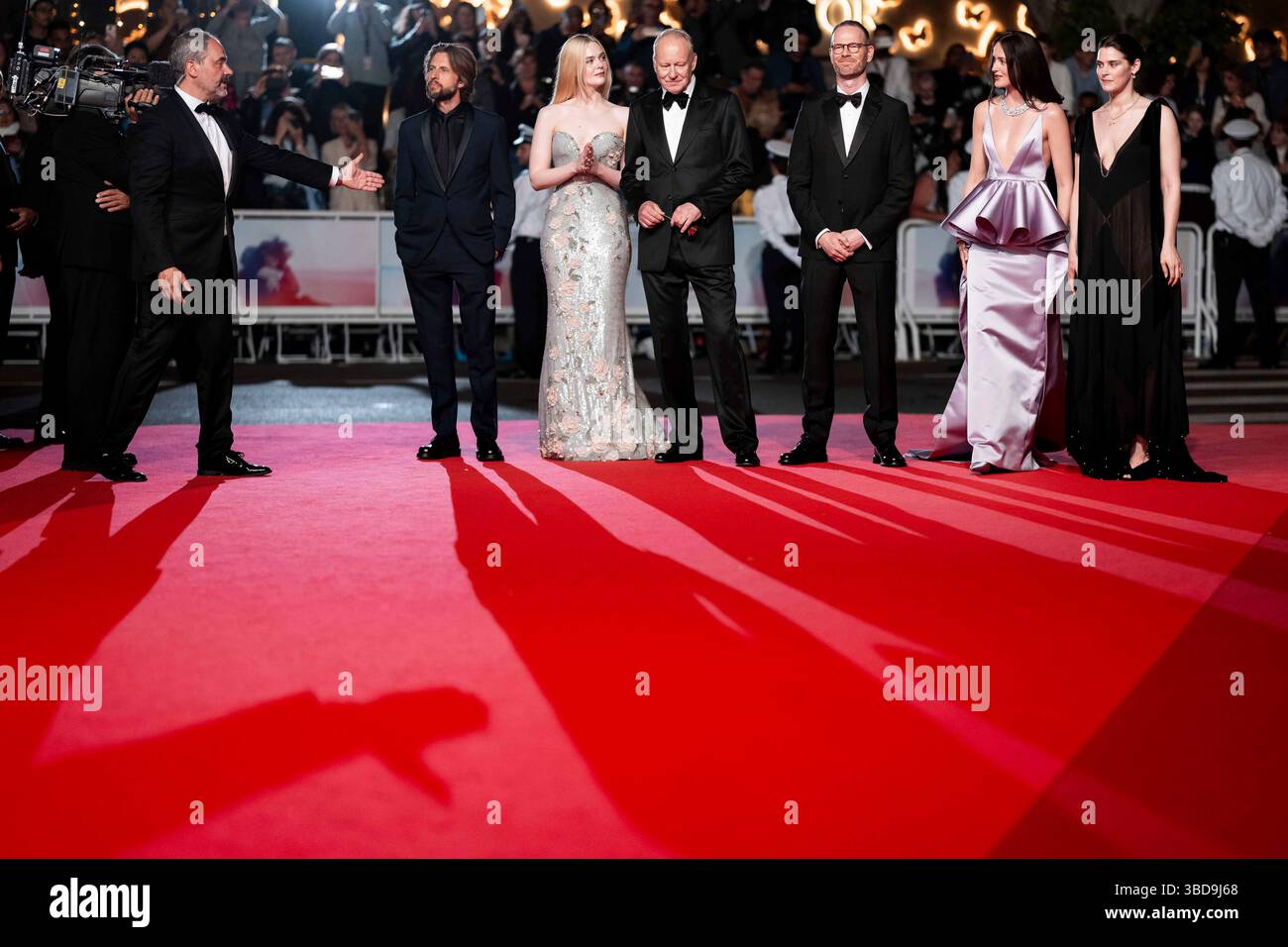 Anders Danielsen Lie, second from left, Elle Fanning, Stellan Skarsgard ...