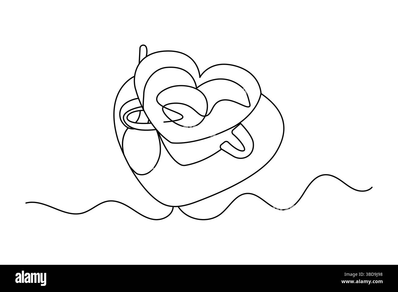 Coffee cup continuous single line art drawing with breakfast coffee ...