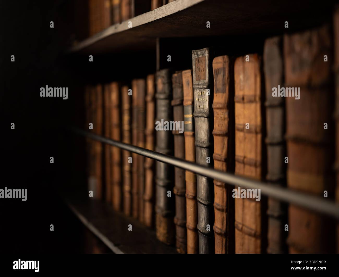 Collections of very old book and manuscripts on shelves in Marsh's ...