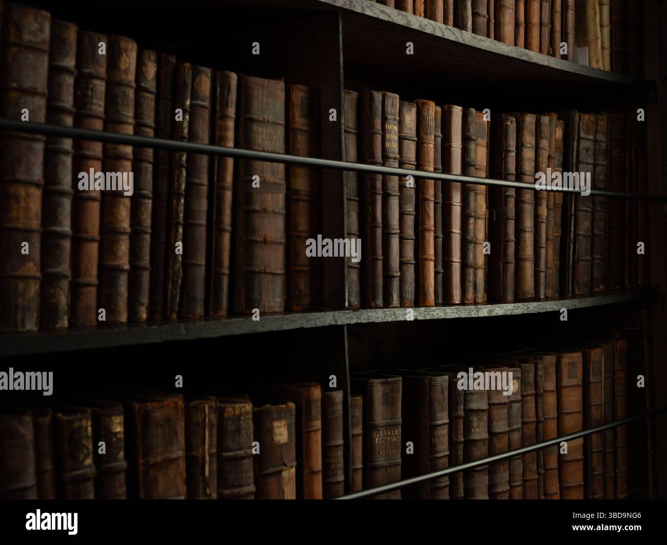 Collections of very old book and manuscripts on shelves in Marsh's ...