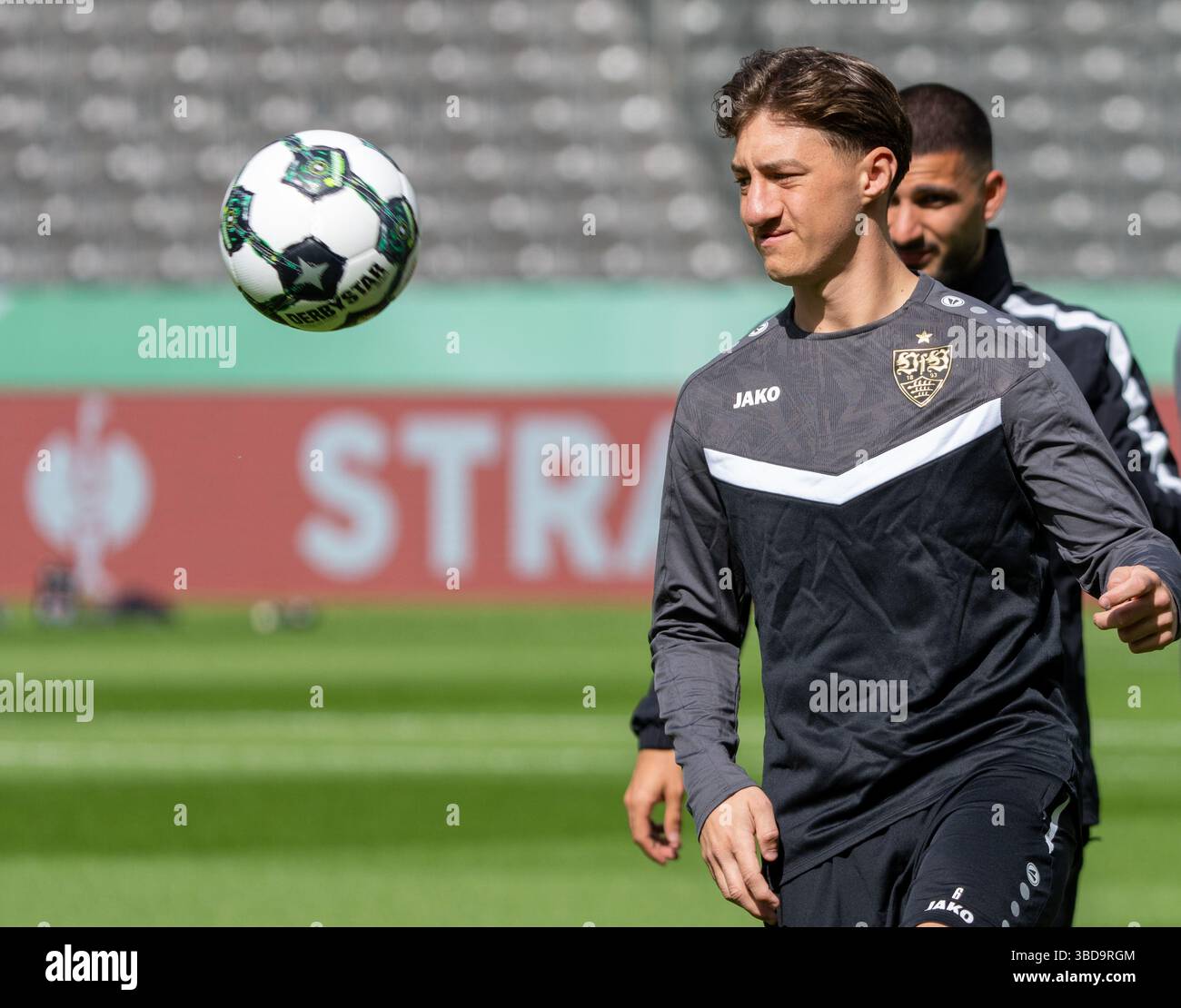 23 May 2025, Berlin: Stuttgart's Angelo Stiller plays the ball during ...