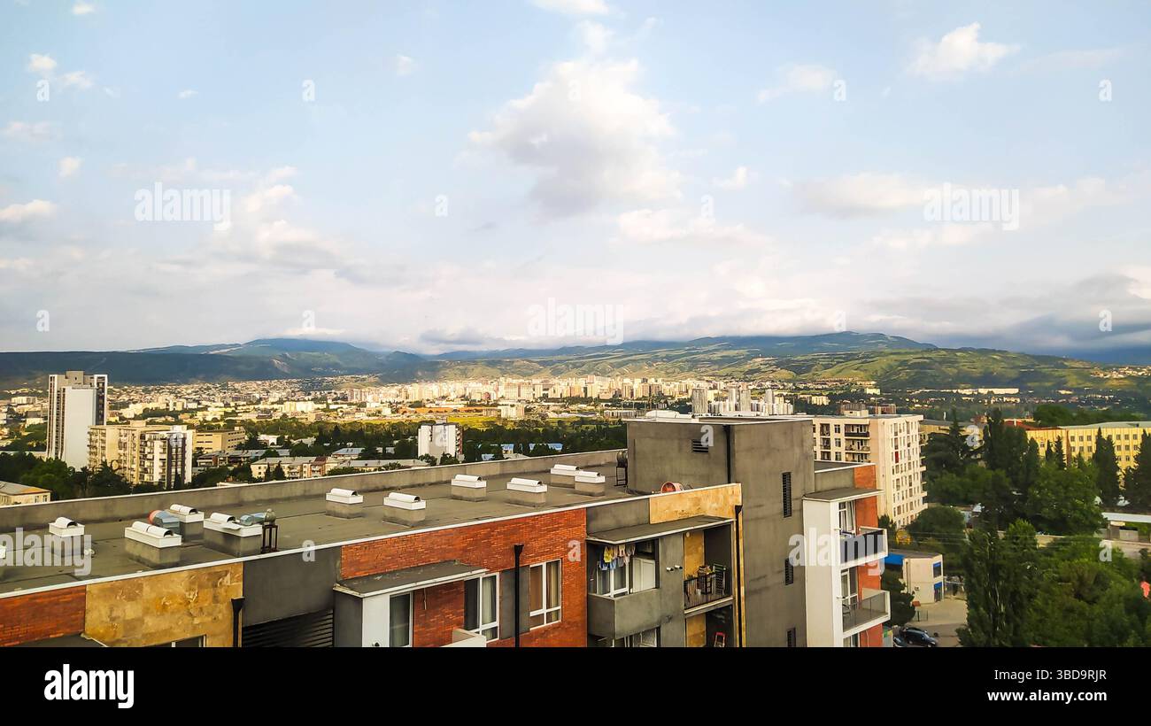 Panoramic cityscape of Tbilisi, Georgia, captured from a high vantage ...