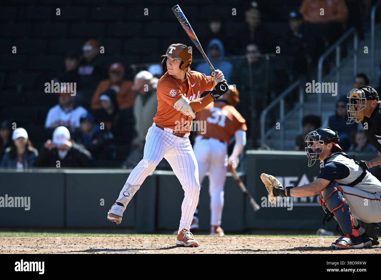 Cole Chamberlain (52) of the Texas Longhorns at bat during a game against the Illinois Fighting ...