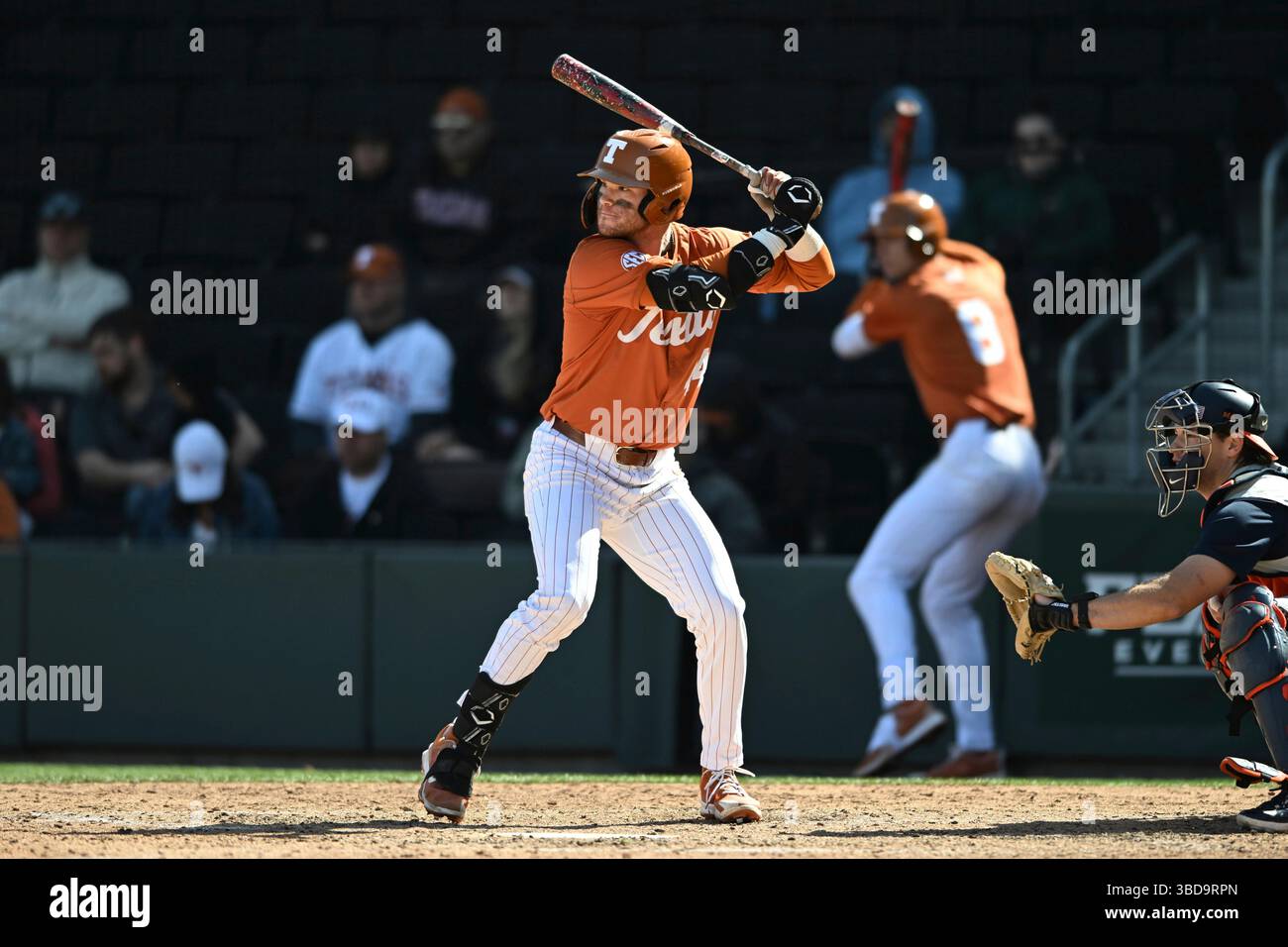 Max Belyeu (44) of the Texas Longhorns at bat during a game against the ...