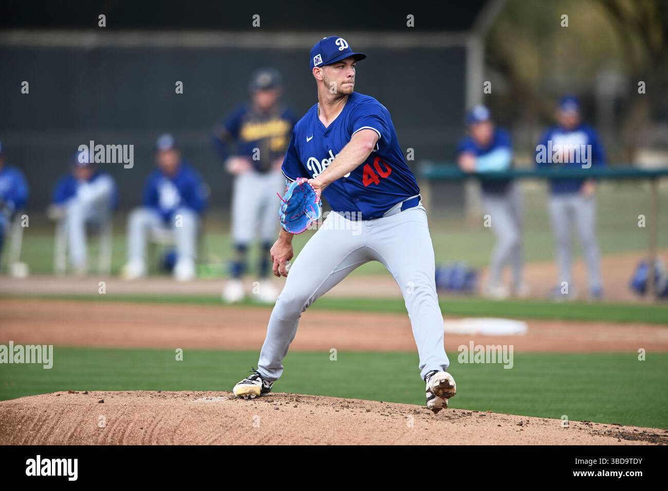 Los Angeles Dodgers pitcher Aidan Foeller (40) delivers a pitch during ...