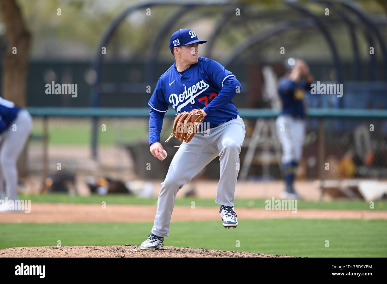 Los Angeles Dodgers pitcher Logan Tabeling (73) delivers a pitch during ...
