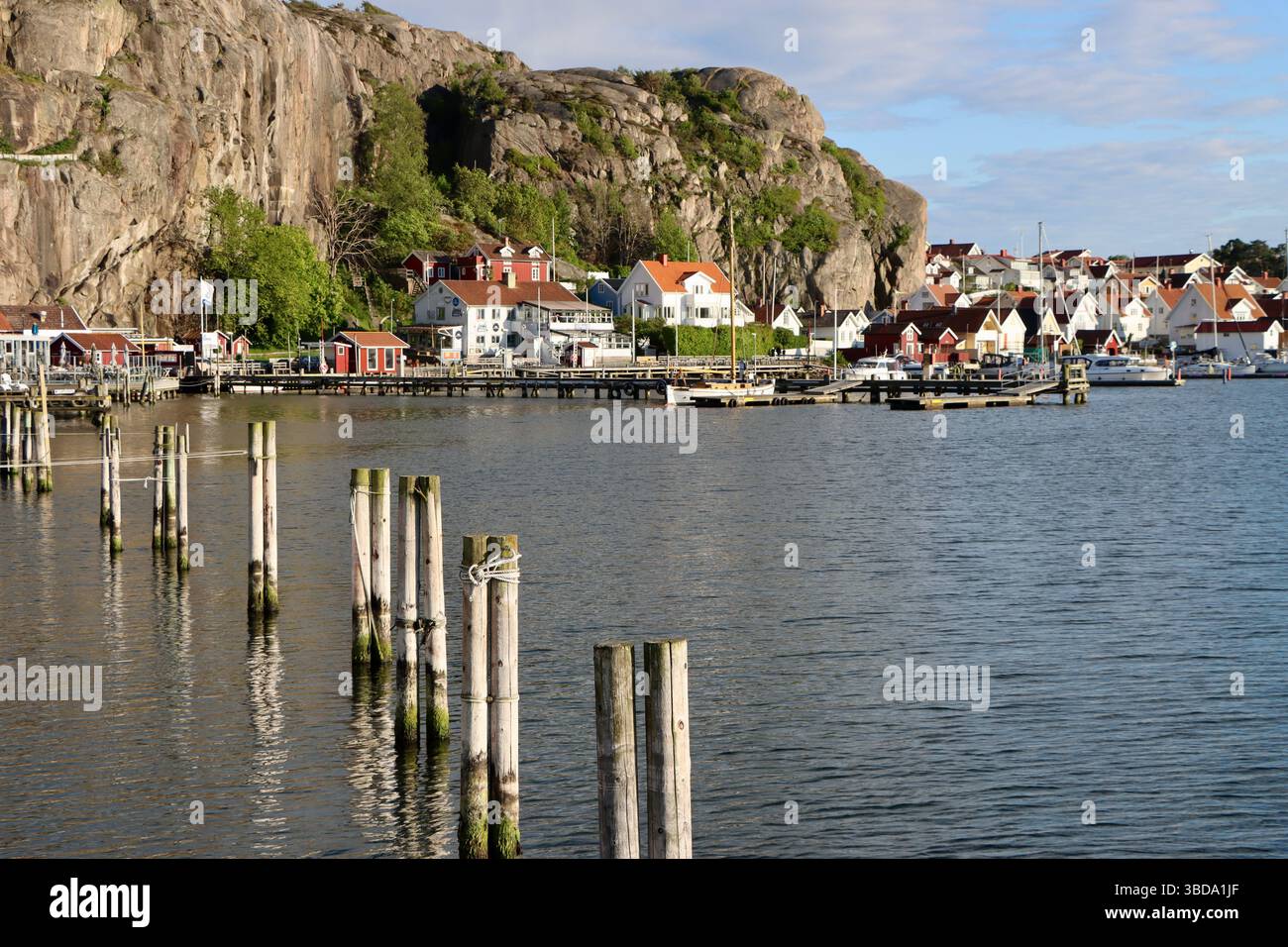 Fjällbacka village and harbor on the western coastline of Sweden, May ...