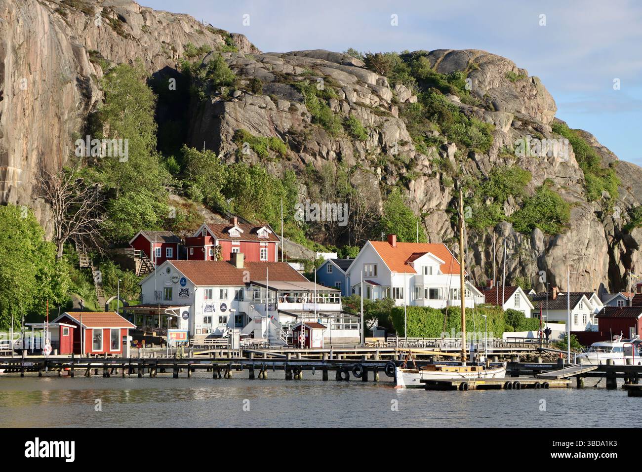 Fjällbacka village and harbor on the western coastline of Sweden, May ...