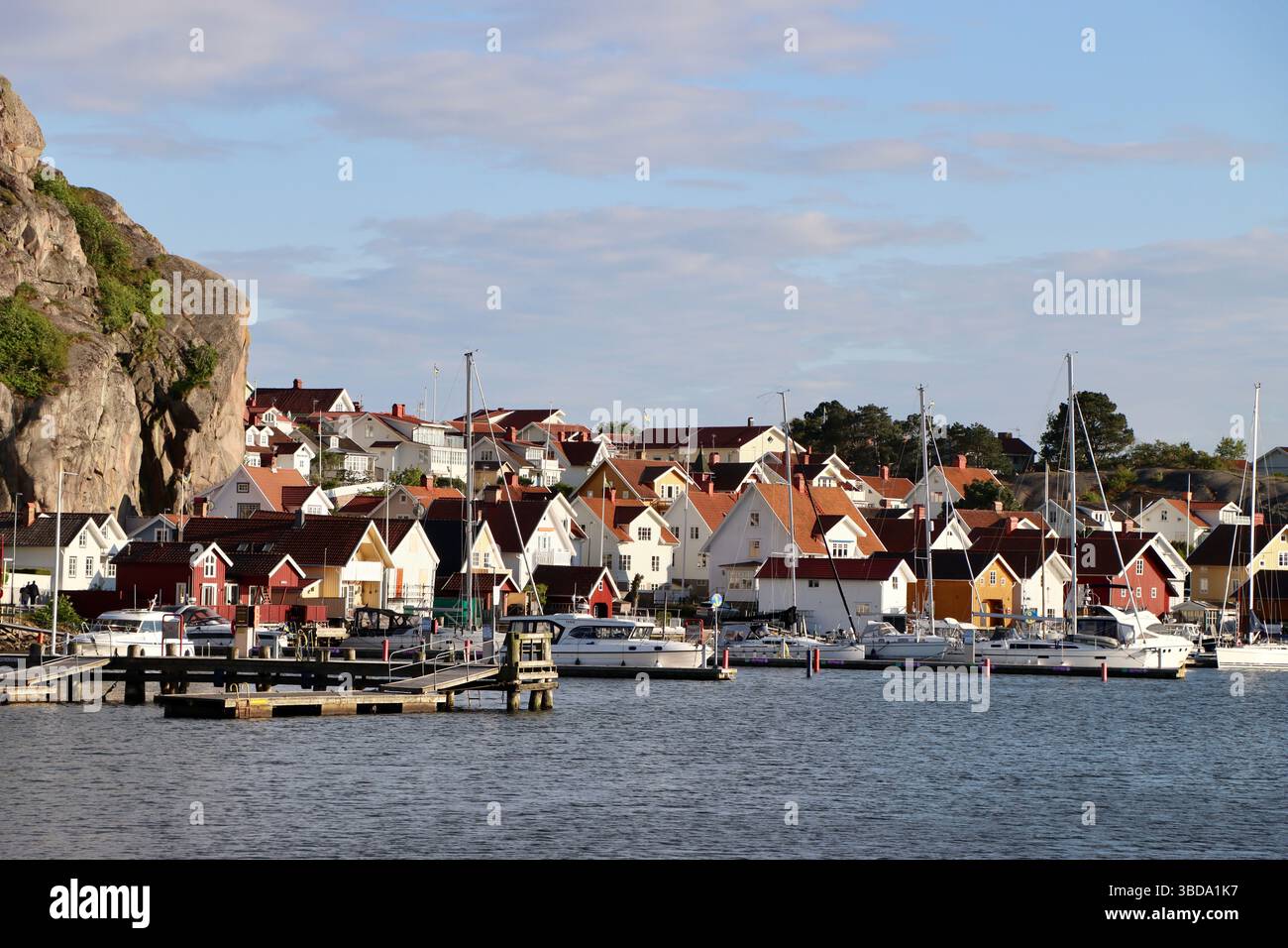 Fjällbacka village and harbor on the western coastline of Sweden, May ...