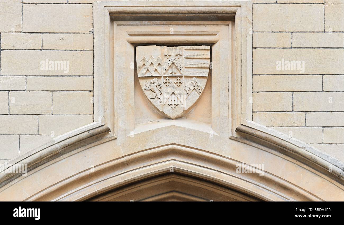 Stone carved emblem over the entrance to Balliol College, University of ...