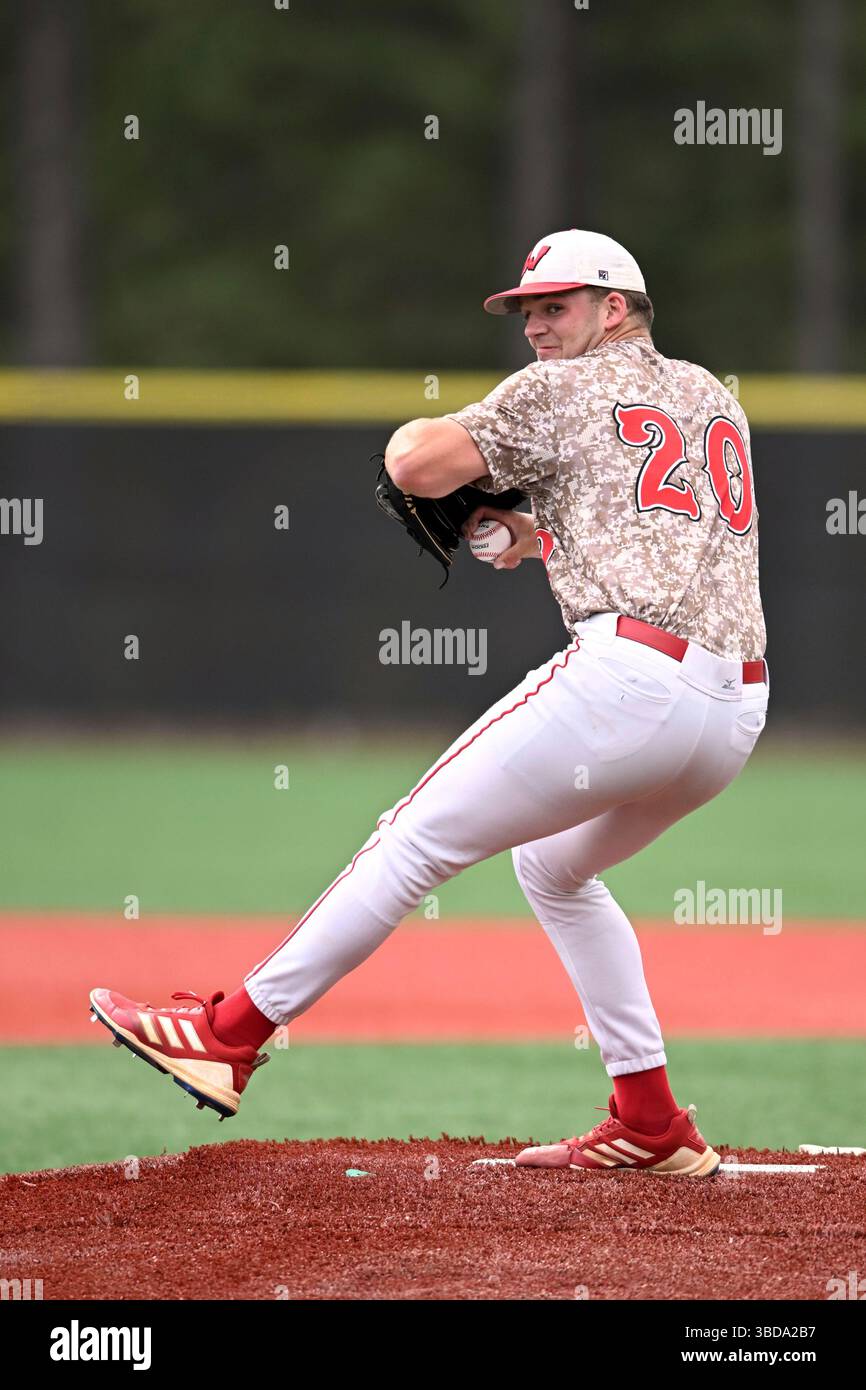 Sam Cozart (20) of the Wesleyan Christian Trojans (High Point, North ...
