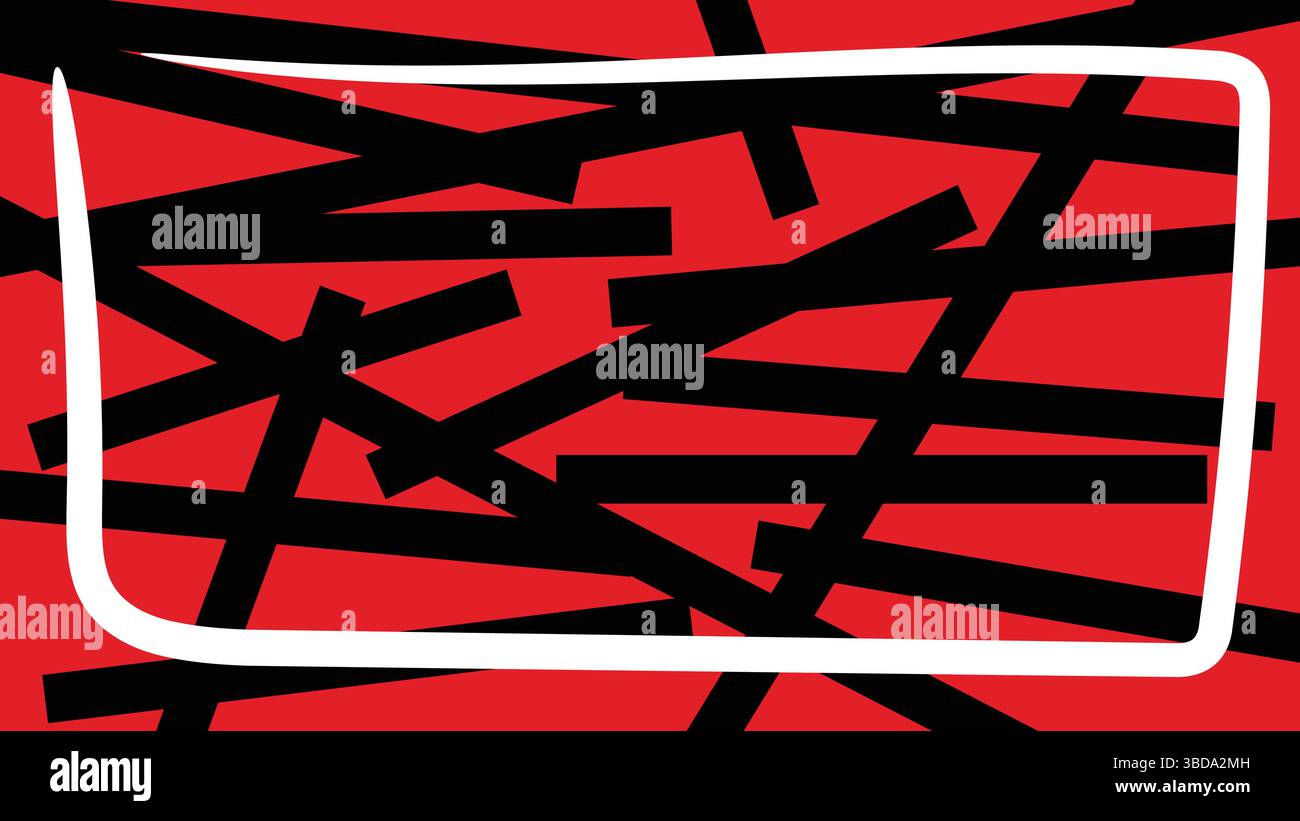 Red background design covered in diagonal black strips and framed with ...