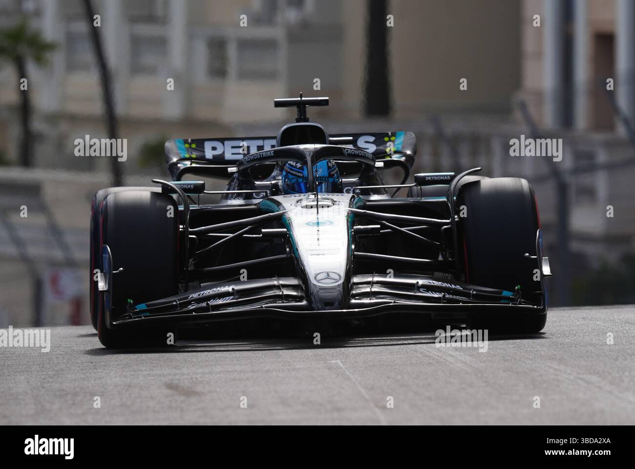 Mercedes' George Russell during the second practice session on practice ...