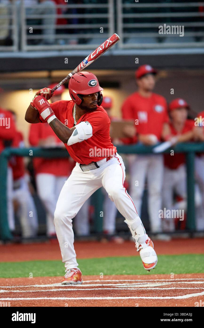 Tre Phelps (1) of the Georgia Bulldogs at bat during a Southeastern ...