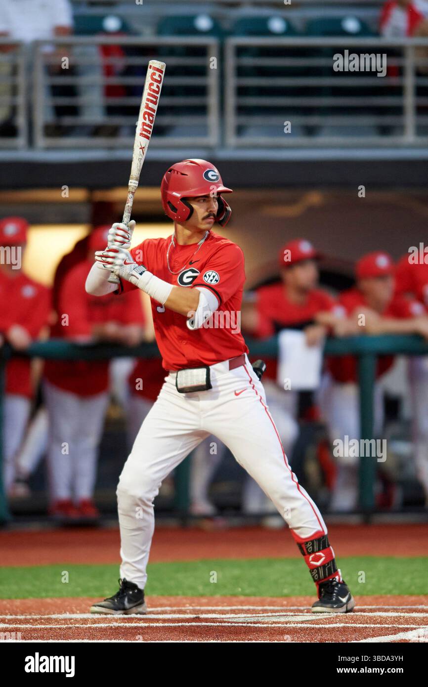 Kolby Branch (9) of the Georgia Bulldogs at bat during a Southeastern ...
