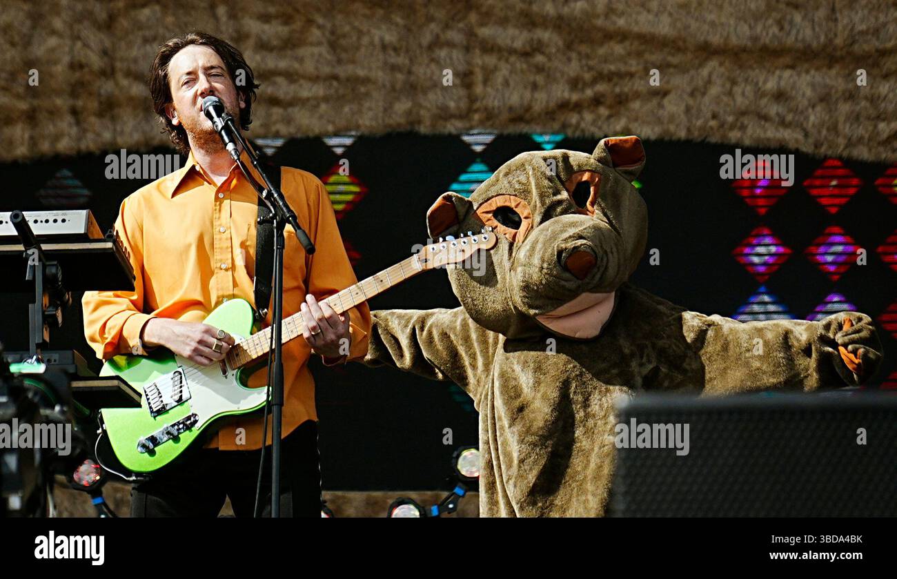Matthew Murphy of The Wombats performing on the main stage during BBC ...