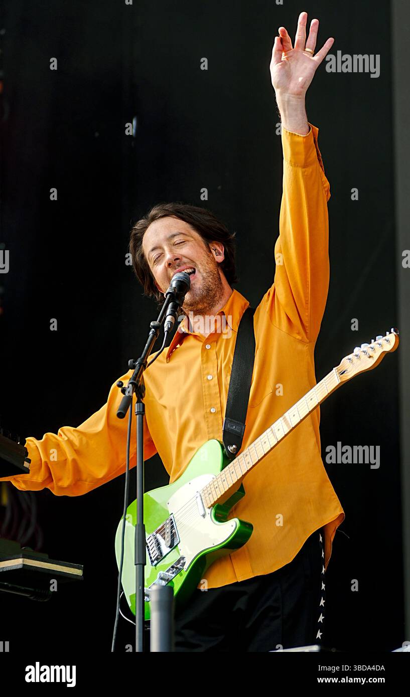 Matthew Murphy of The Wombats performing on the main stage during BBC ...
