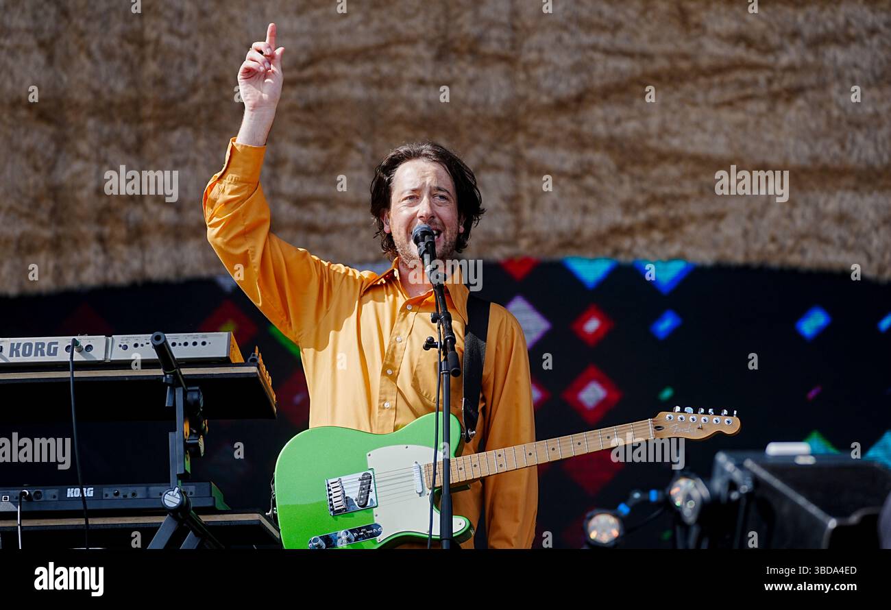 Matthew Murphy of The Wombats performing on the main stage during BBC ...