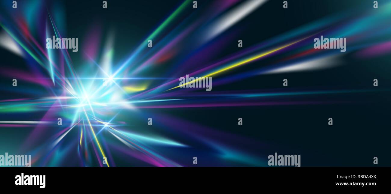 Diamond prism light flare with iridescent glow. Crystal reflection ...