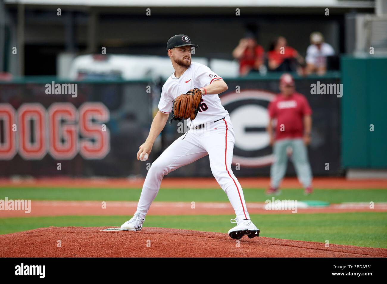 Georgia Bulldogs starting pitcher Kolten Smith (16) delivers a pitch ...