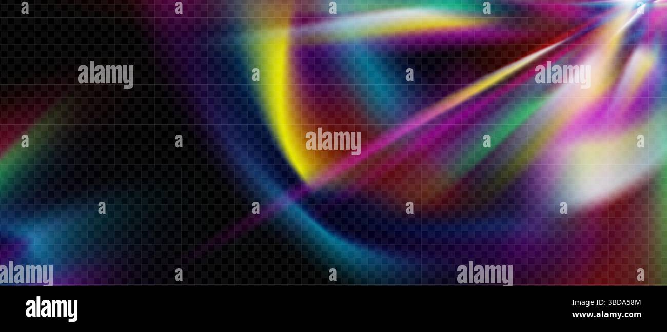 Iridescent prism light flare with rainbow spectrum. Crystal glass ...