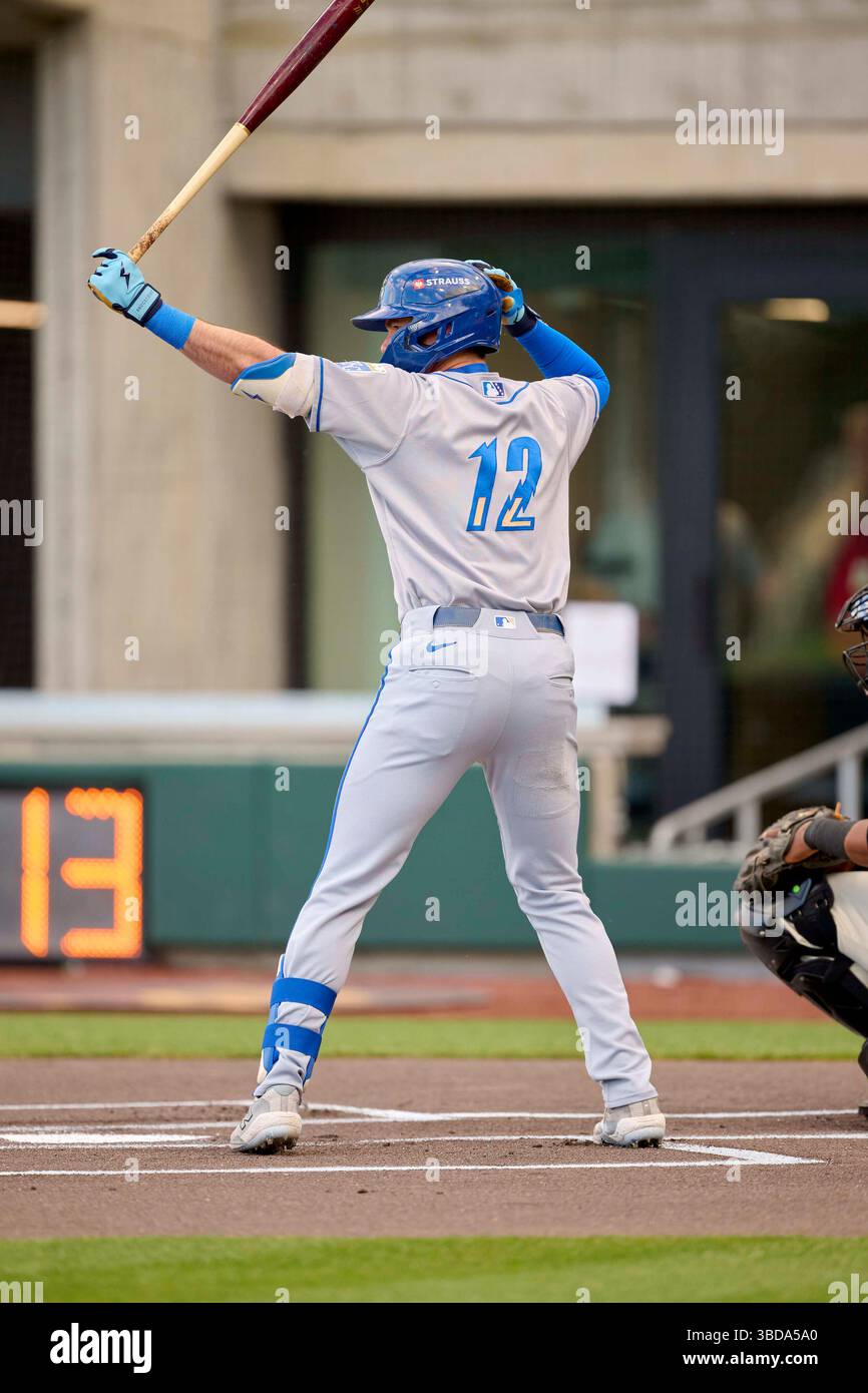 Nick Loftin (12) of the Omaha Storm Chasers at bat against the Salt ...