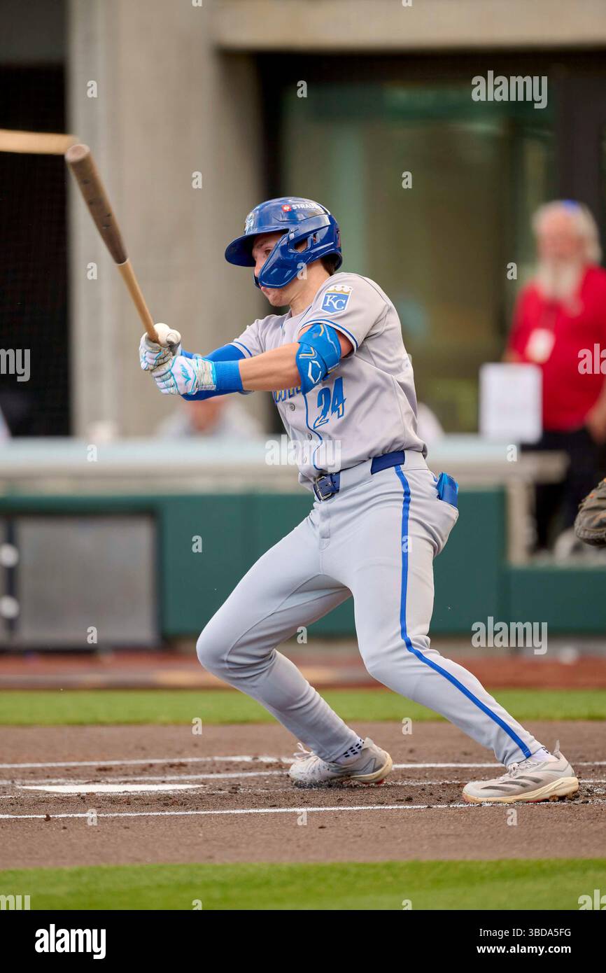 Cam Devanney (24) of the Omaha Storm Chasers at bat against the Salt ...
