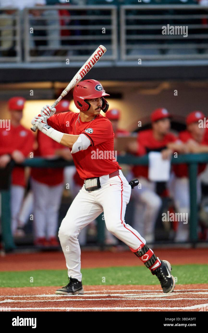 Kolby Branch (9) of the Georgia Bulldogs at bat during a Southeastern ...