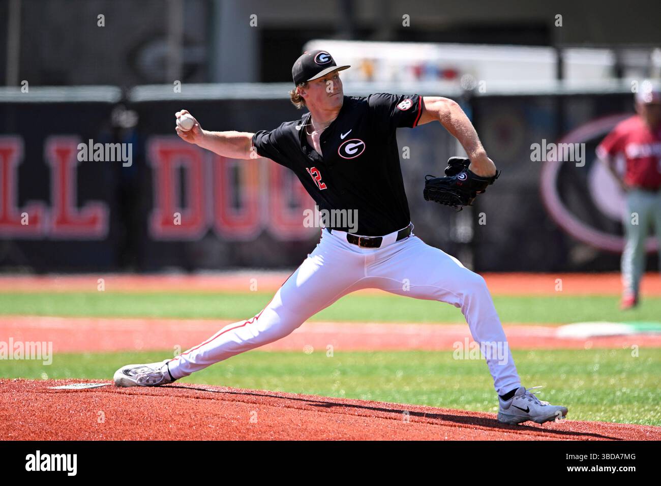 Georgia Bulldogs starting pitcher Leighton Finley (12) delivers a pitch ...